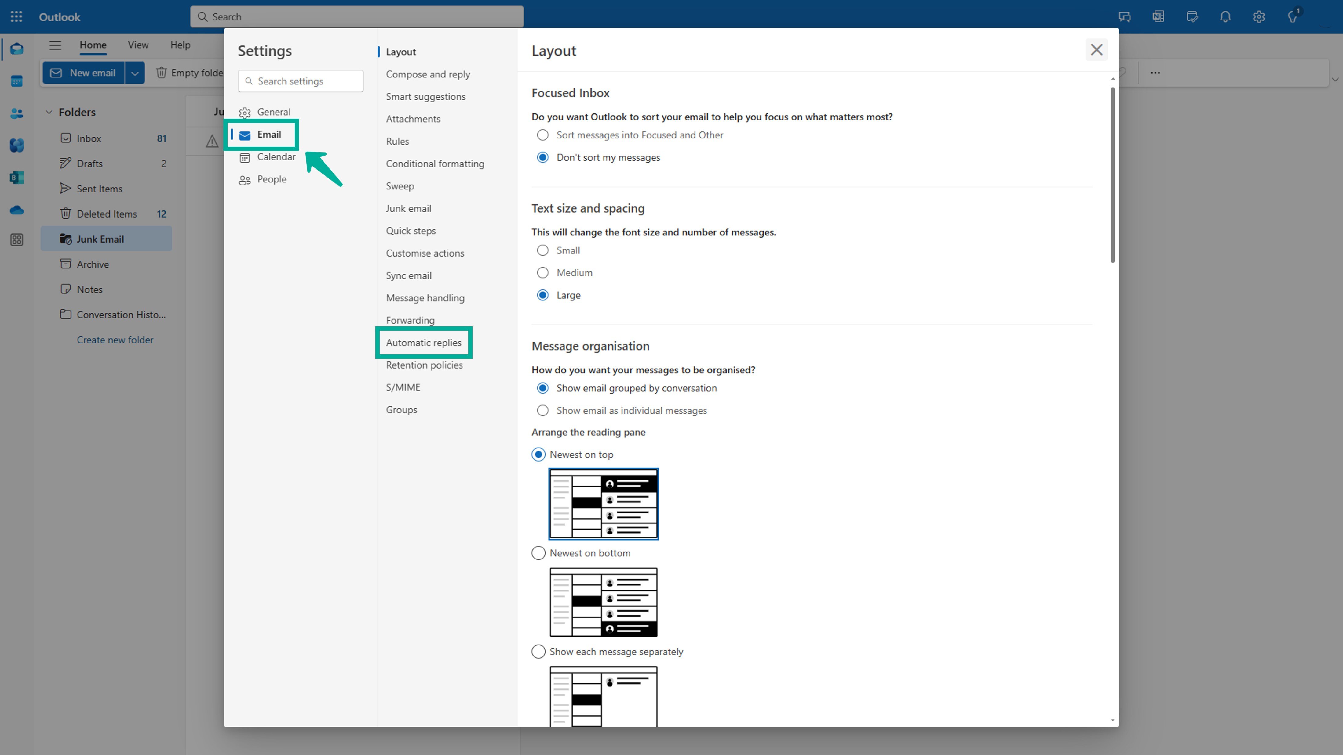 How to add an out-of-office message to a shared mailbox | Texaport