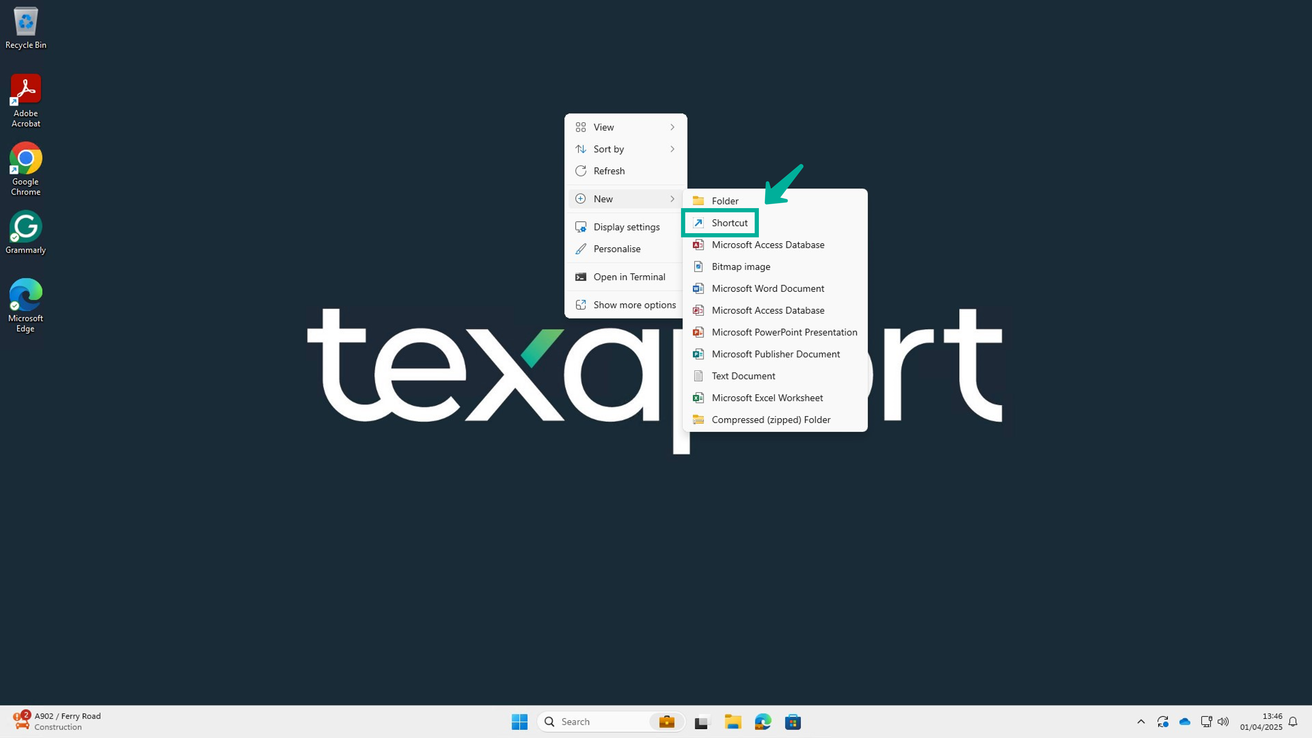 How to create a shortcut on desktop | Texaport
