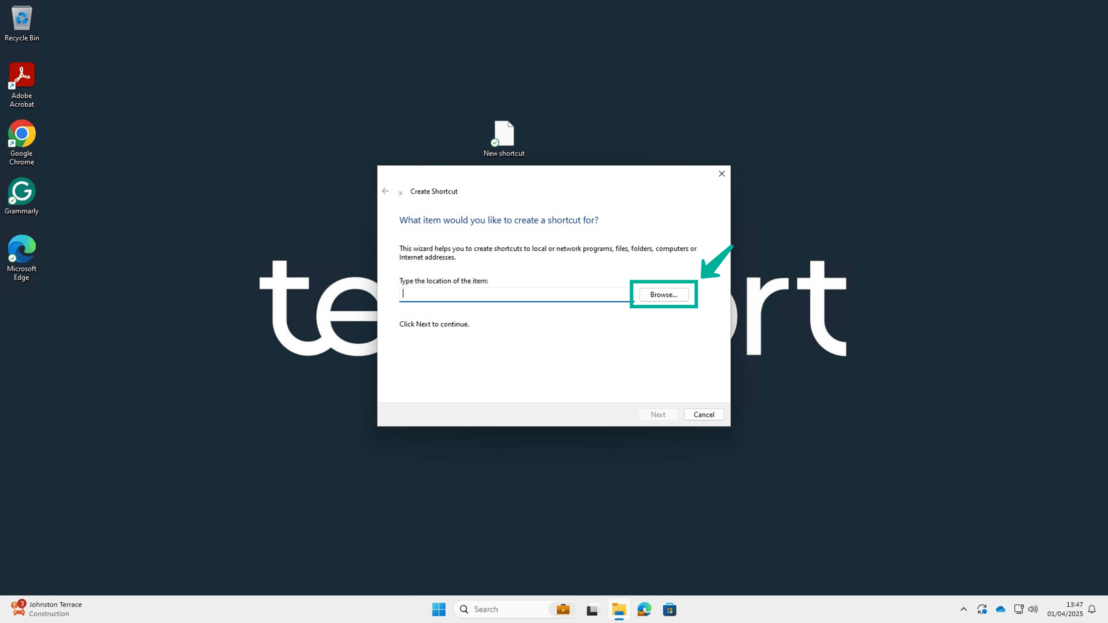 How to create a shortcut on desktop | Texaport