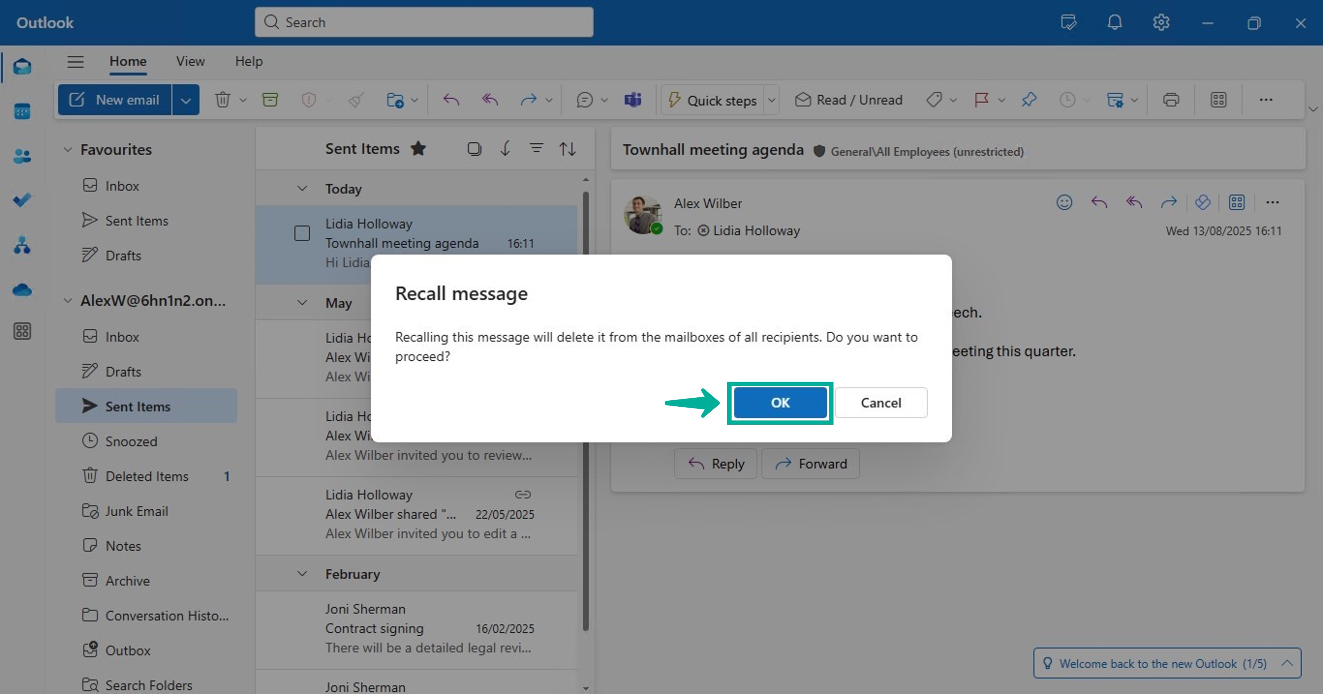 How to recall an email in Outlook
