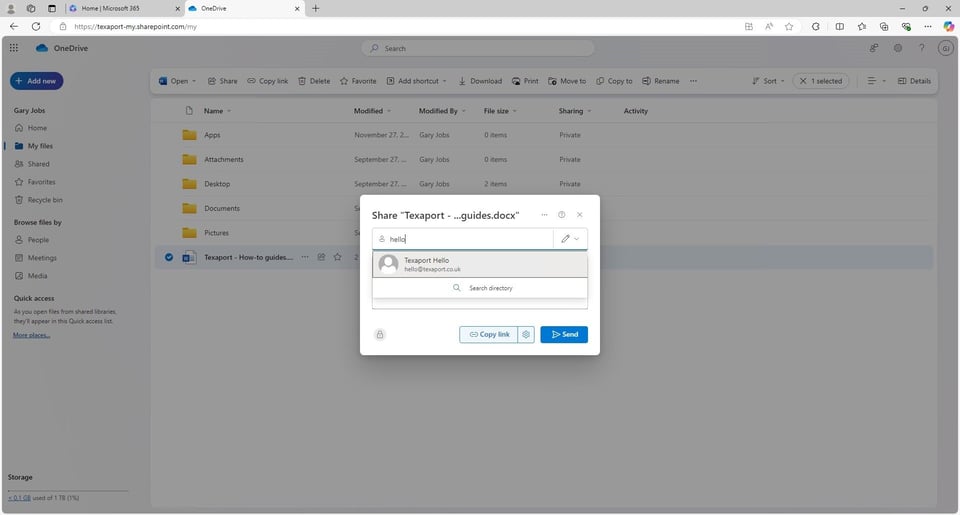 How to use OneDrive for secure file transfer | Texaport