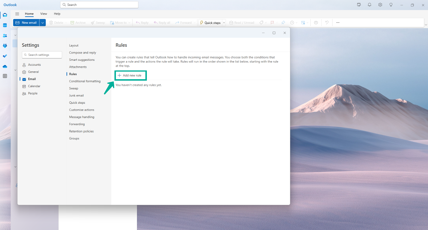 How to create an Outlook mail rule | Texaport