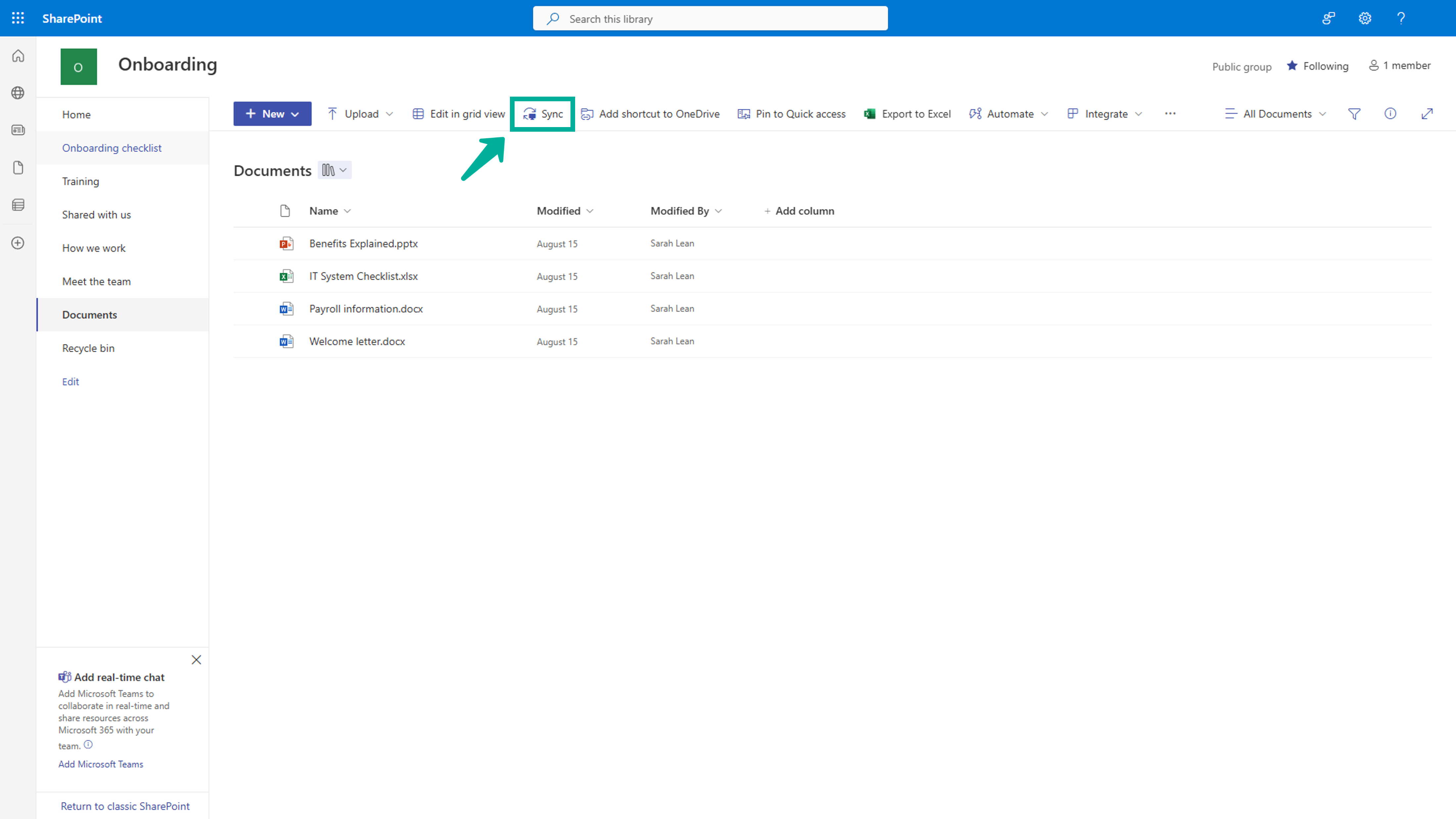 How to sync a Sharepoint site | Texaport
